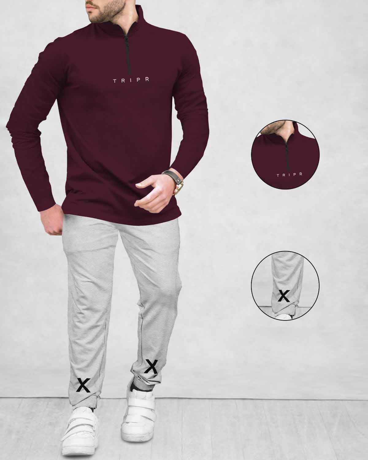 mens tracksuit MAROON-GREY – TRIPR